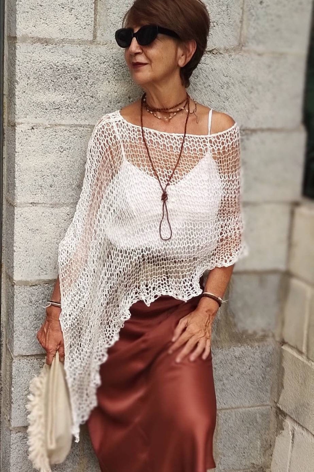 Bohemian Women Clothing Sheer Summer Poncho Cotton Neutral - Etsy