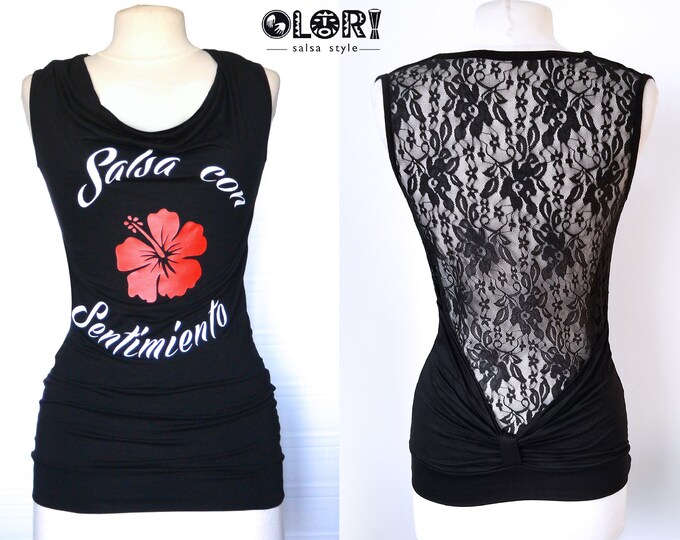 Black Salsa Top salsa Con Sentimiento Lace Back One Size - Etsy