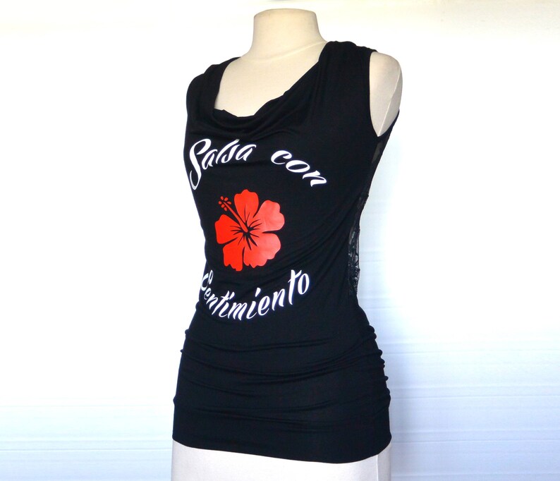 Black Salsa Top salsa Con Sentimiento Lace Back - Etsy
