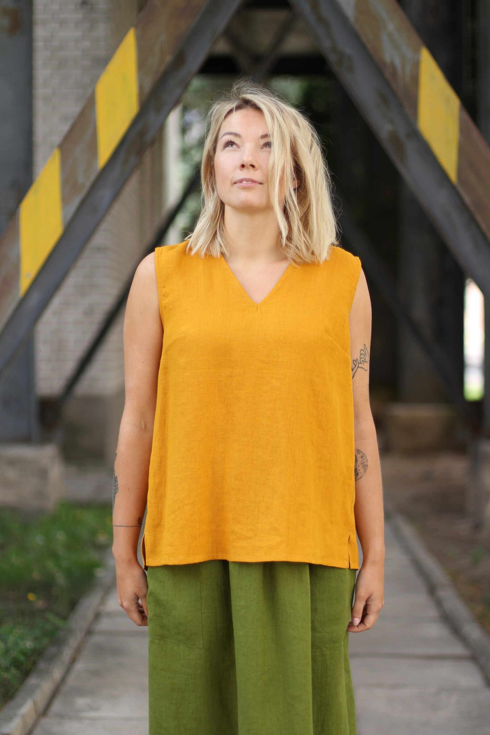 Loose Linen Tank Top in V Neck Washed Linen Blouse Wide - Etsy
