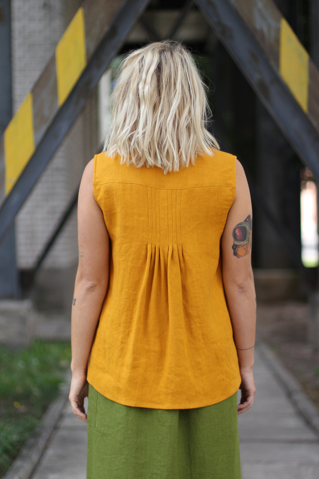 Loose Linen Tank Top in V Neck, Washed Linen Blouse, Wide Linen Blouse ...