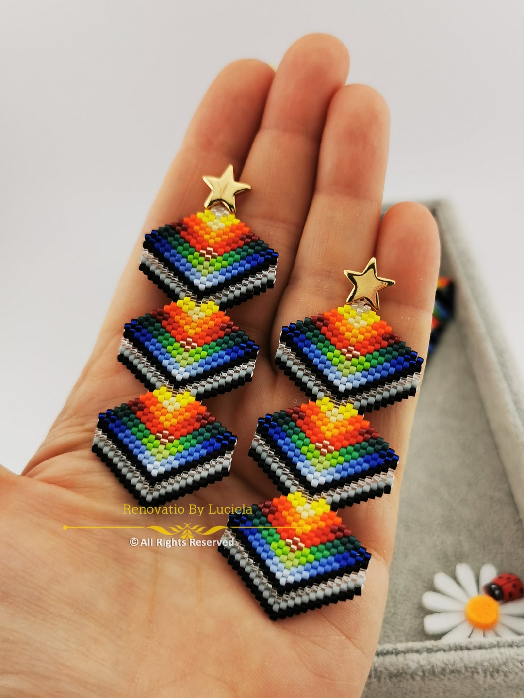Arrows Above Arrows Earrings | Brick Stitch Earrings | Earrings Pattern ...