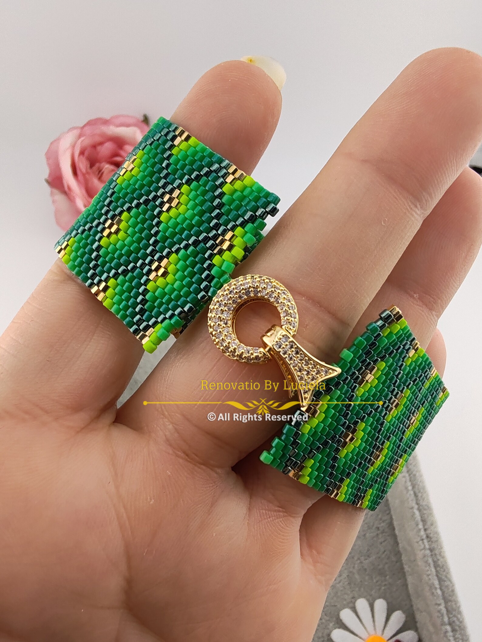 My Shady Green Peyote Pattern- Even Count| Peyoted Pattern | Peyote ...