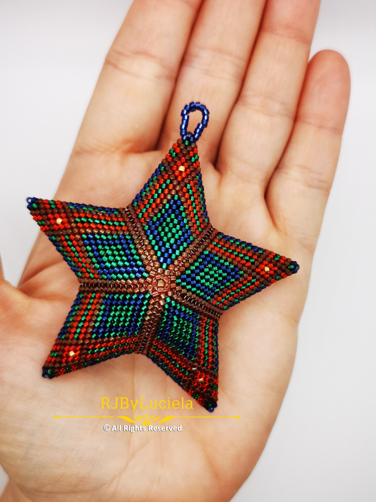 Christmas Plaid Star Tutorial- English | Peyote Star | 3d Peyote Star ...