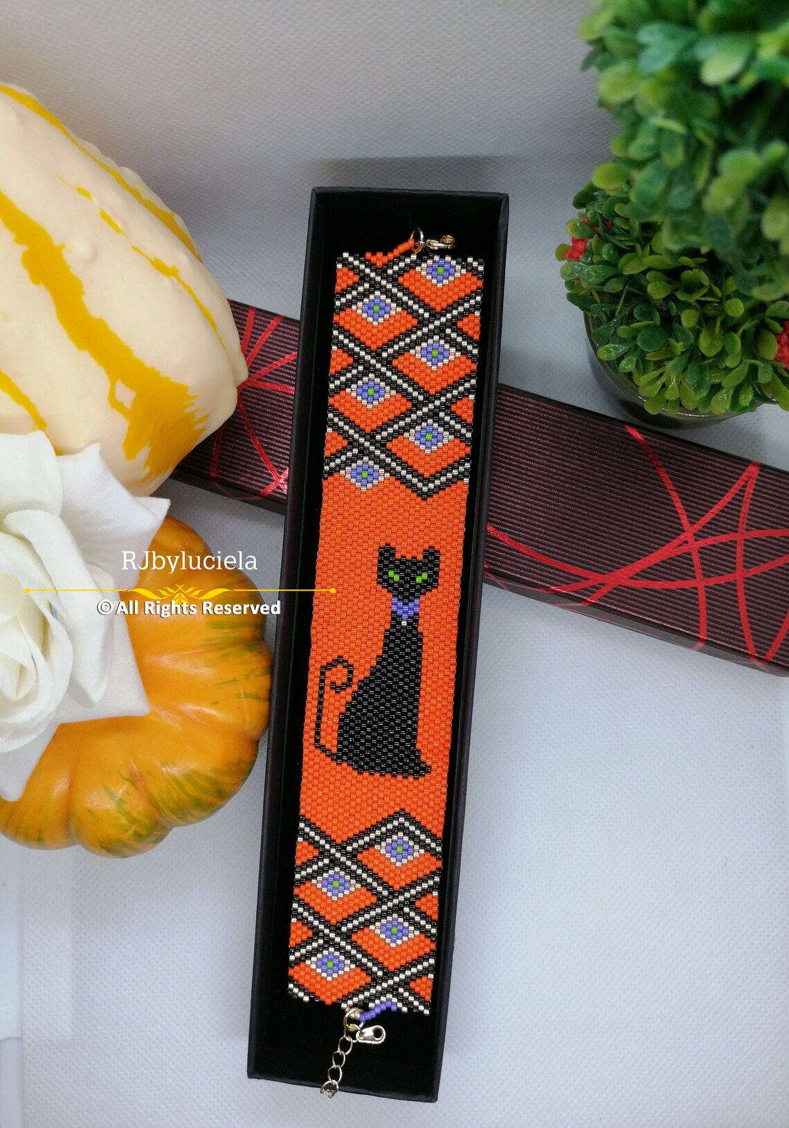 Little Black Cat Peyote Pattern | Peyoted Pattern | Peyote Bracelet ...