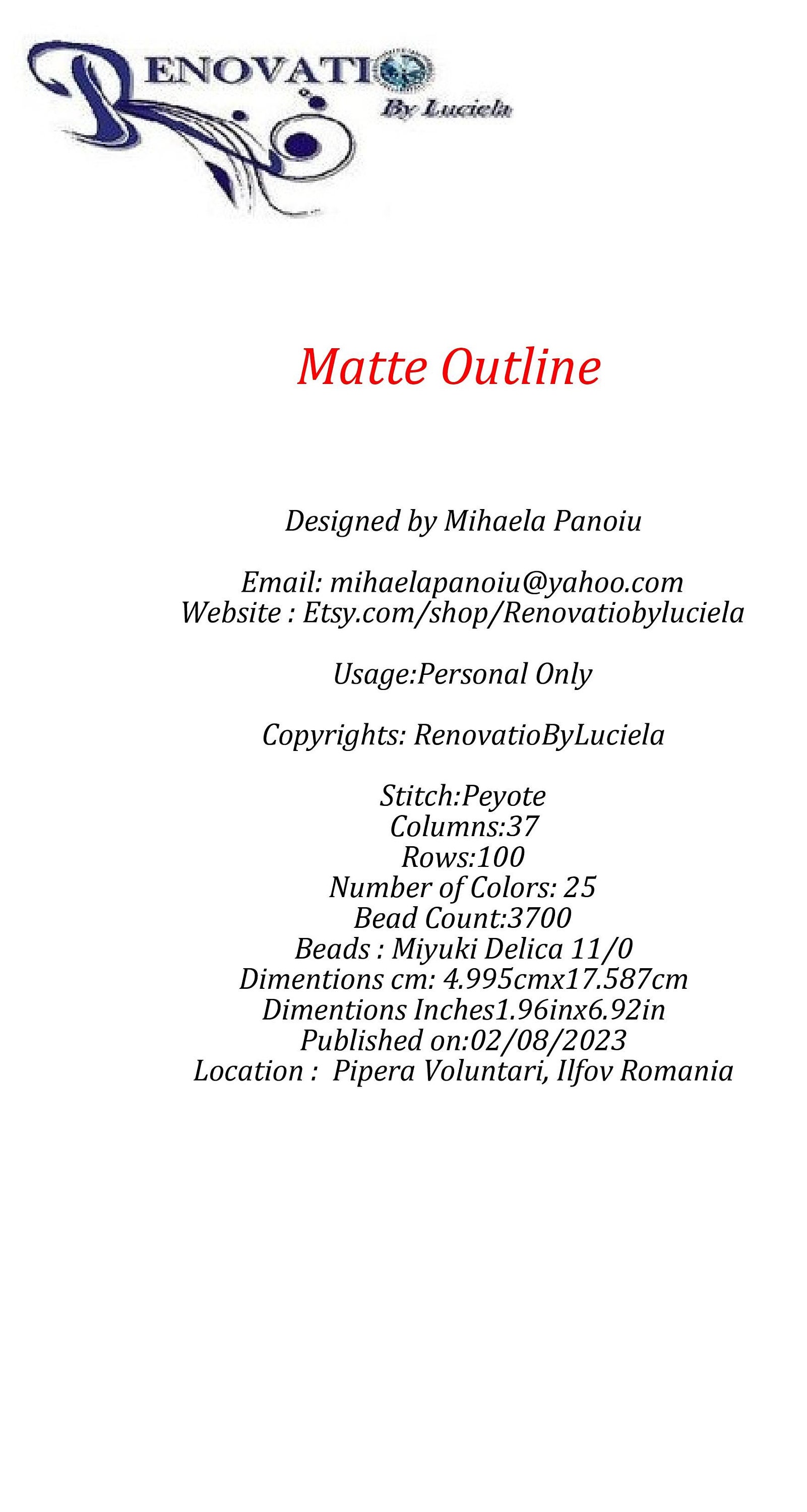 Matte Outline Peyote Pattern- Odd Count | Peyoted Pattern | Peyote ...