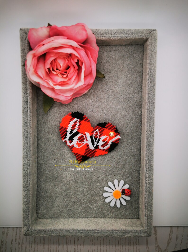 Paid Heart Beaded Broach Pattern Earrings Pattern Brick - Etsy