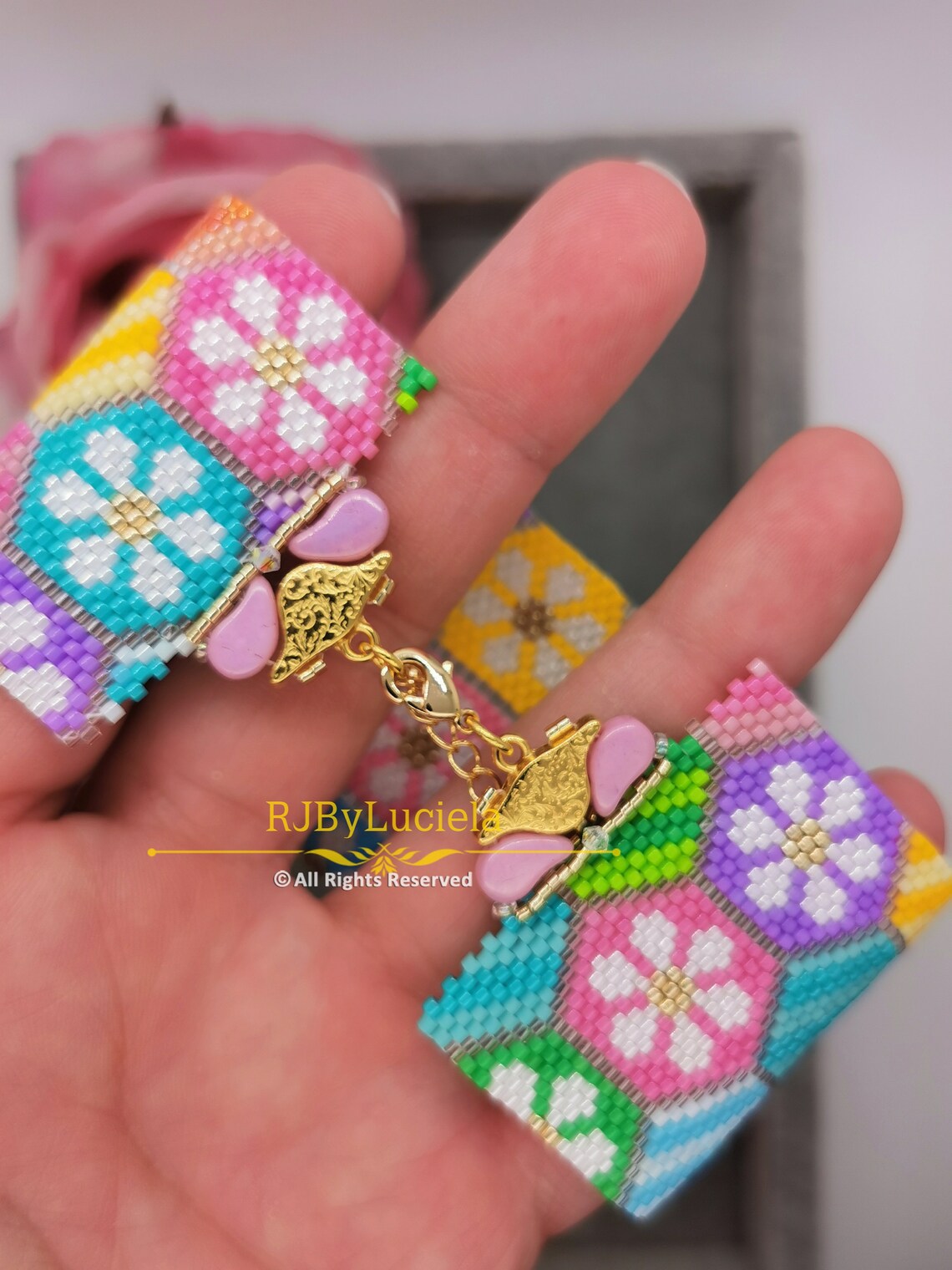 Easter Flowers Peyote Pattern- Even Count| Peyoted Pattern | Peyote ...