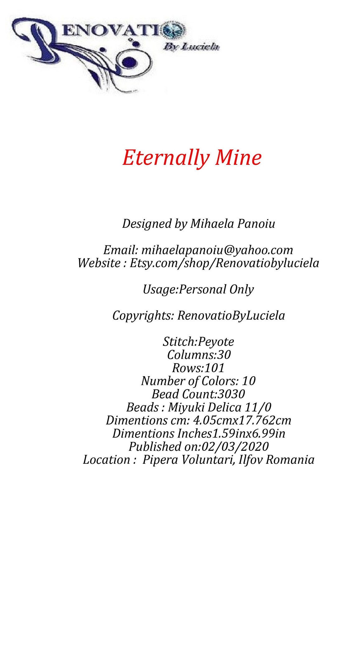Eternally Mine Peyote Pattern Even Count Peyoted Pattern - Etsy