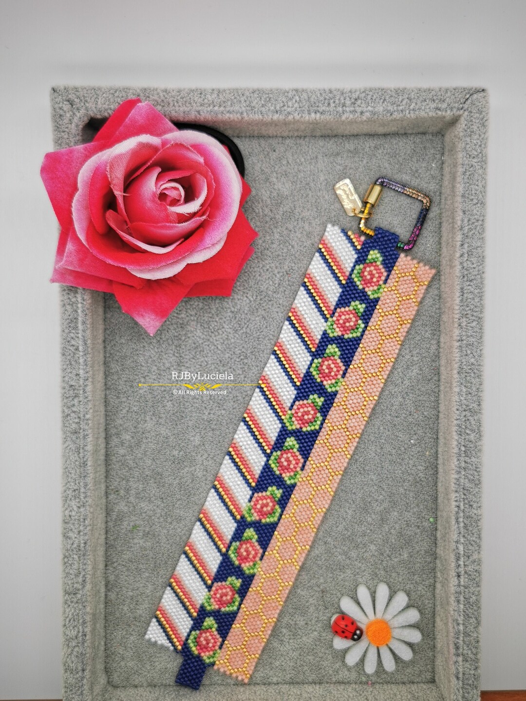 Pink Little Roses Peyote Pattern - Odd Count (4 in One)| Peyoted ...