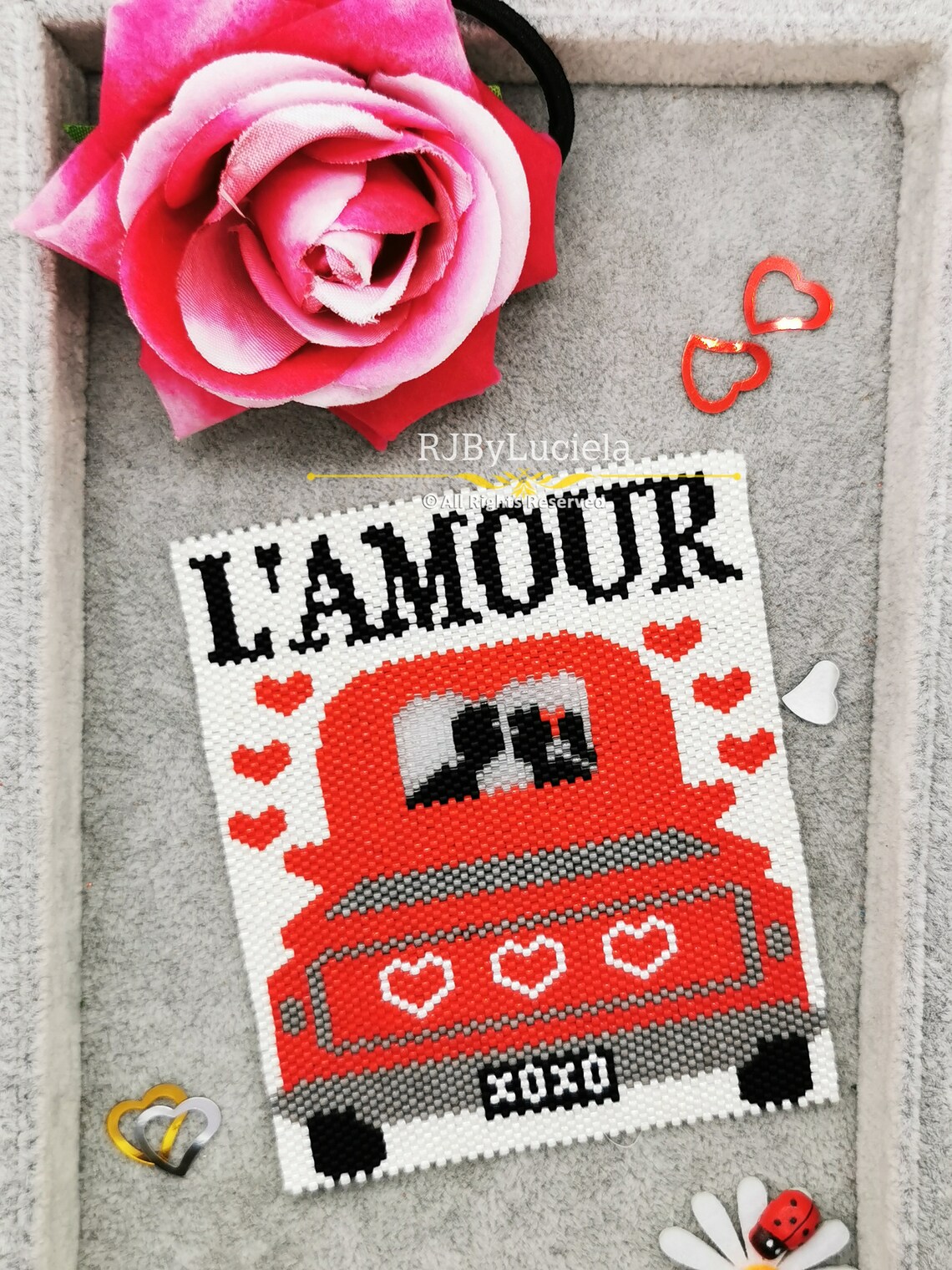 L'amour Peyote Pattern Even Count | Mini Tapestry | Beading Pattern ...