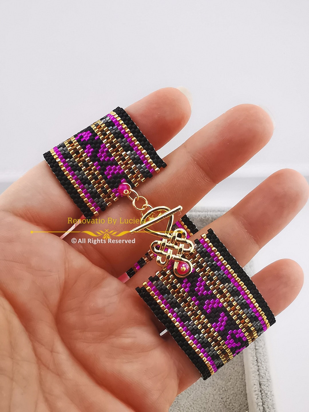 Fuchsia Animal Print Peyote Pattern- Odd Count |peyoted Pattern |peyote ...