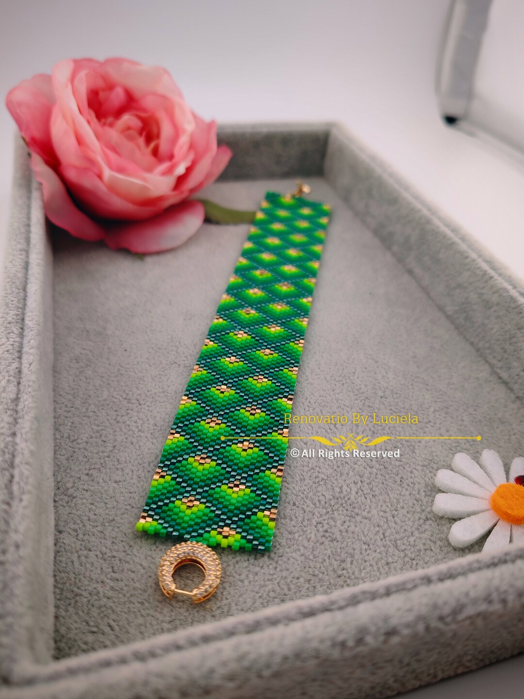 My Shady Green Peyote Pattern- Even Count| Peyoted Pattern | Peyote ...