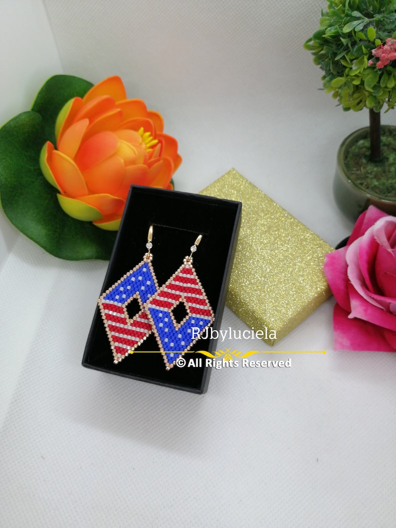 Lace and Diamonds Earrings Pattern- Brick Stitch | Brick Stitch ...
