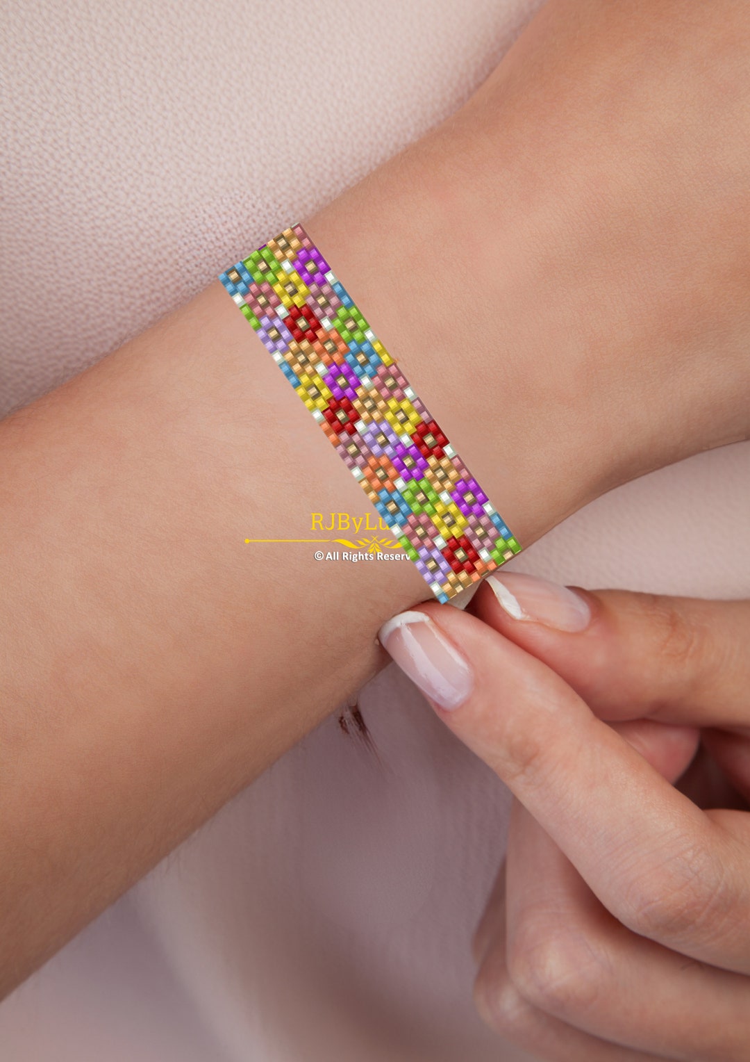 Flowers No Stripes Peyote Pattern- Even Count |bracelet PDF Pattern ...