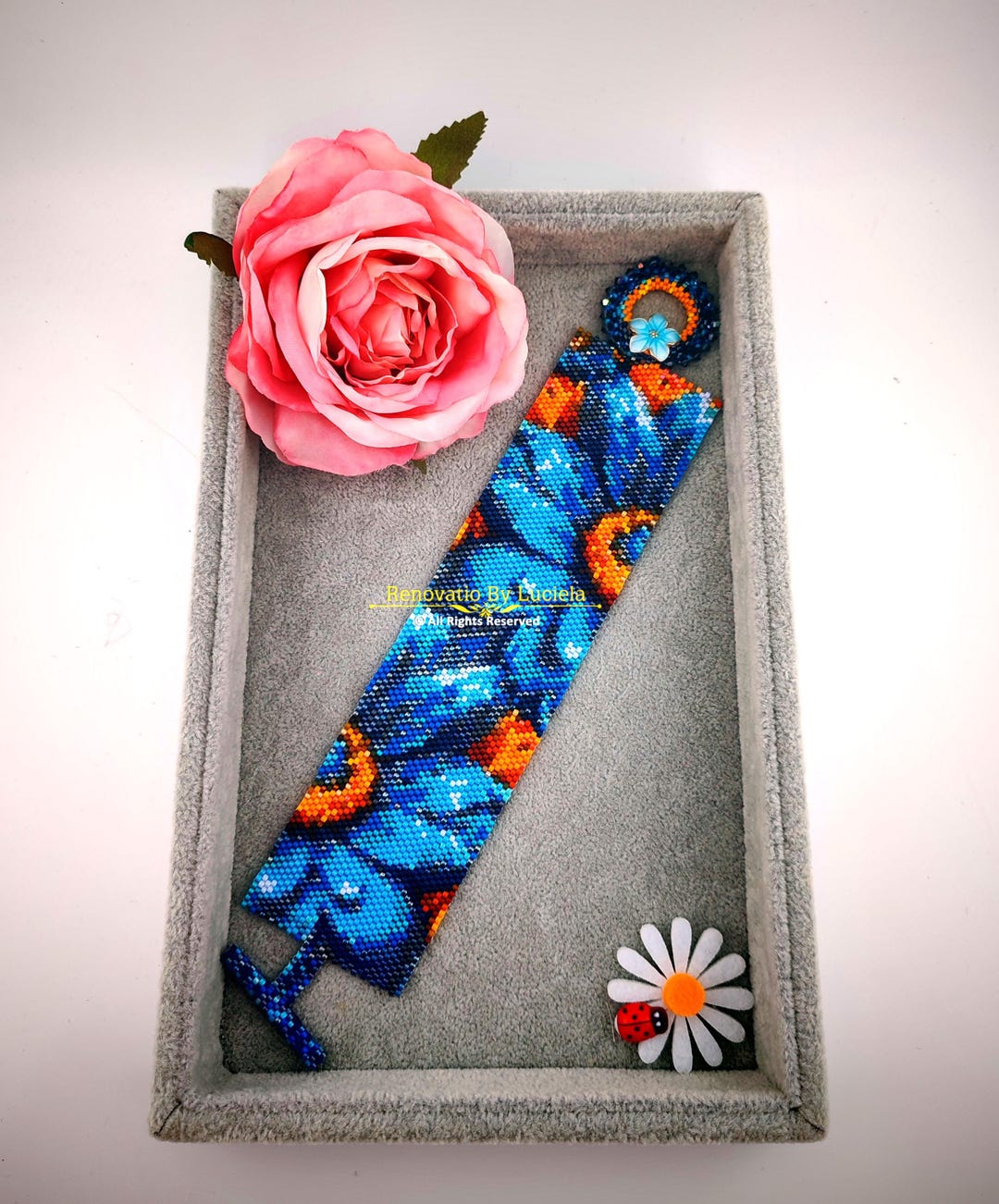 Blue Flowers Peyote Pattern- Evencount Peyoted Pattern | Peyote ...