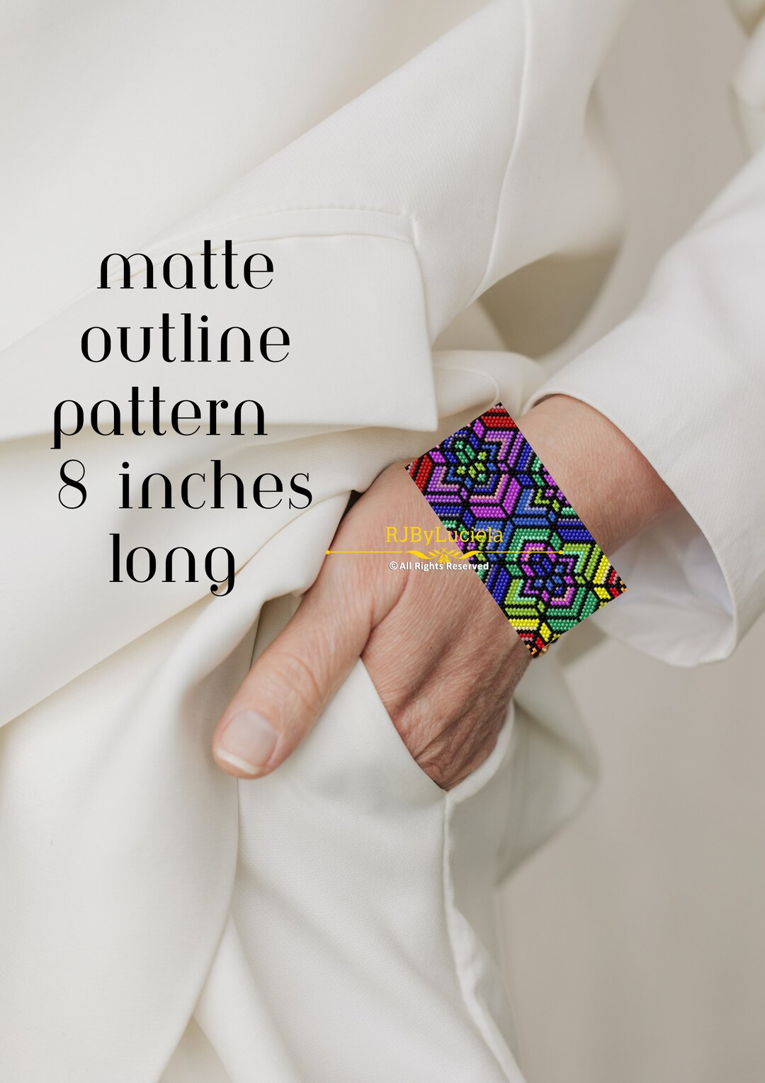 Matte Outline 8 Inches Pattern- Odd Count | Peyoted Pattern | Peyote ...