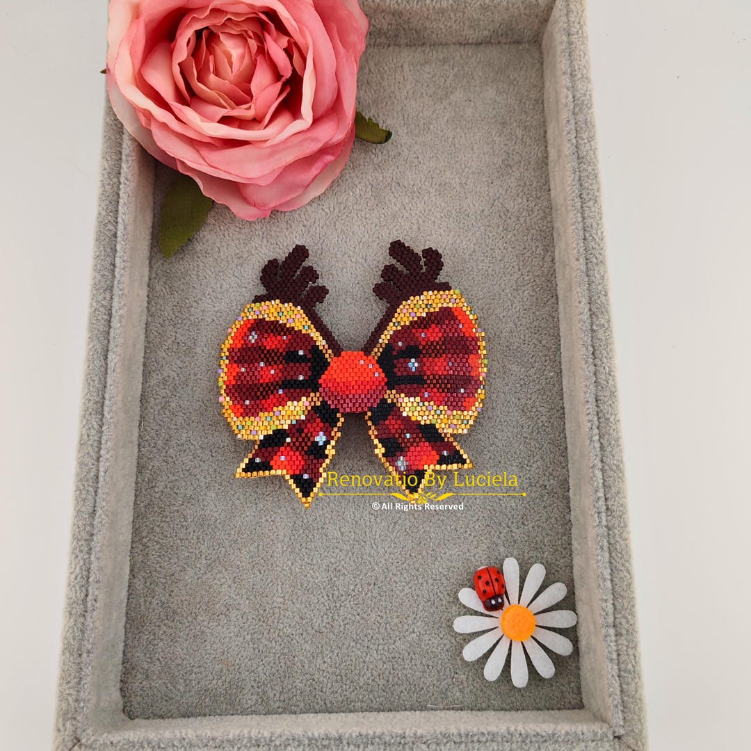 Christmas Bow Brick Stitch Pattern Ornamet Pattern Brick Stitch Peyoted ...