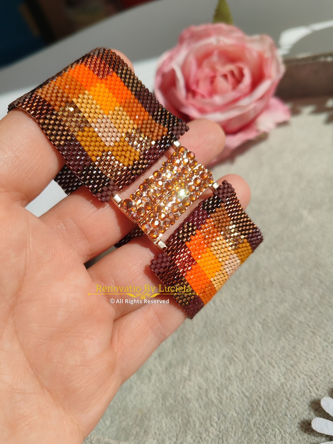 Autumn Rust Peyote Pattern- Even Count | Peyoted Pattern | Peyote ...