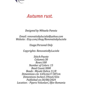 Autumn Rust Peyote Pattern- Even Count | Peyoted Pattern | Peyote ...