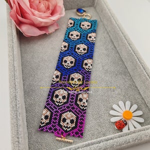 Champagne Skulls Peyote Pattern- Odd Count| Peyoted Pattern | Peyote ...