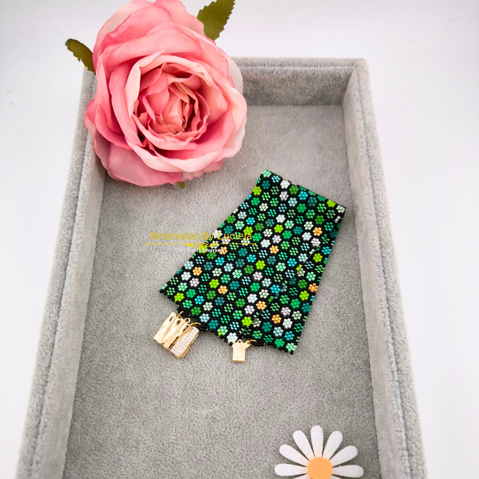 Green Sequin Peyote Pattern- Odd Count Bracelet Pattern |seed Bead ...