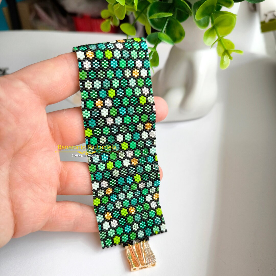 Green Sequin Peyote Pattern- Odd Count Bracelet Pattern |seed Bead ...