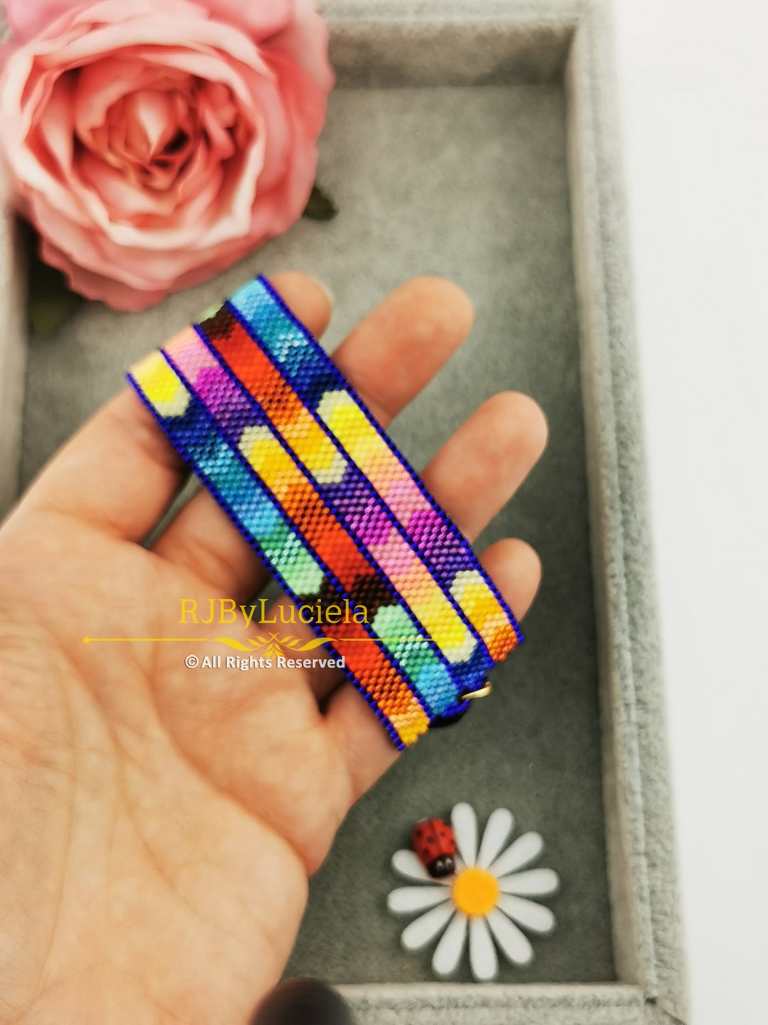 Rainbow Arrows Peyote Pattern- Odd Count Bracelet Pattern | Seed Bead ...