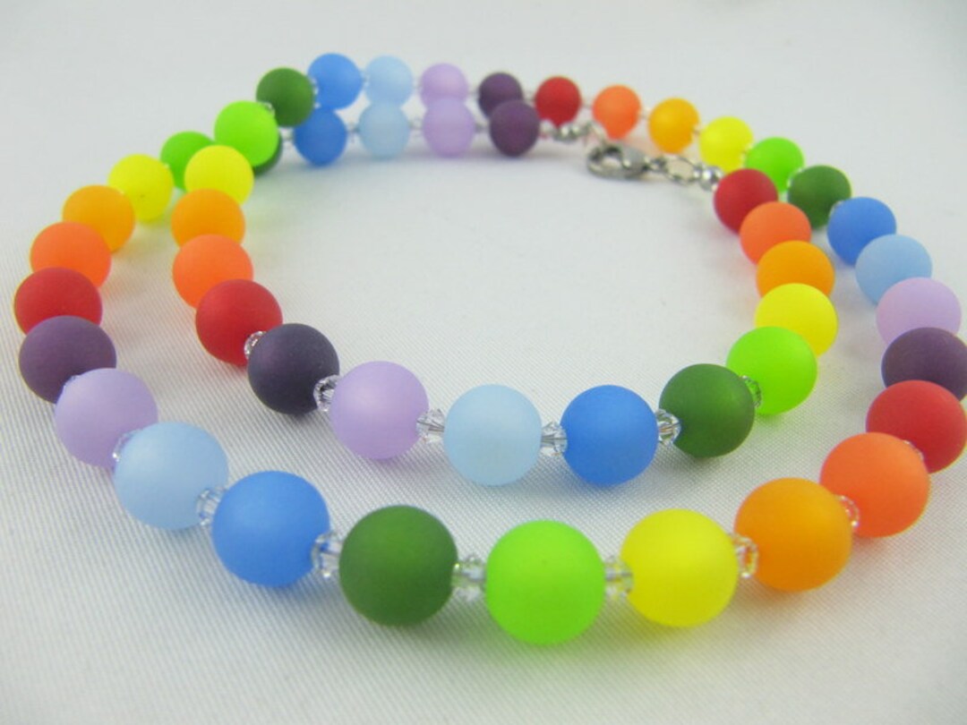 Kette Regenbogen Bunt Polaris Perlen Regenbogenkette Polariskette Bunte Kette Polarisperlen mit ...