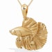 Male Betta Fish Pendant Necklace in Solid 14K Gold With Genuine Diamond ...