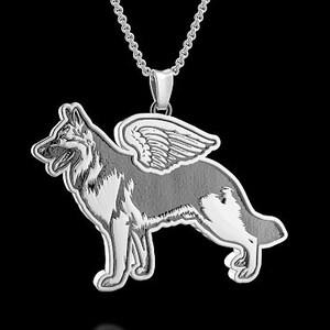Handmade German Shepherd Angel Memorial Jewelry Sterling Silver Pendant ...
