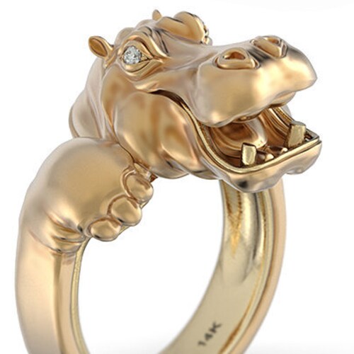 Happy Hippo Hippopotamus Diamond Snuggle Ring - Etsy