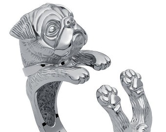 Pug Cuddle Wrap Ring in Sterling Silver and Gold by Tinybling | Etsy