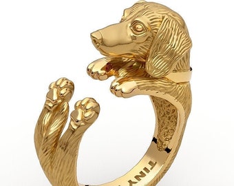 Pit Bull cropped Cuddle Wrap Ring Handmade in Sterling Silver, Gold or ...