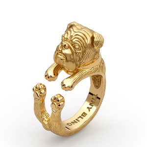 Handmade English Bulldog Cuddle Wrap Ring- Sterling Silver- 14k Gold - Etsy