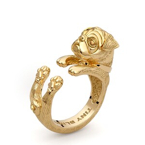 Pug Cuddle Wrap Ring in Sterling Silver or 14K Gold by Tinybling ...