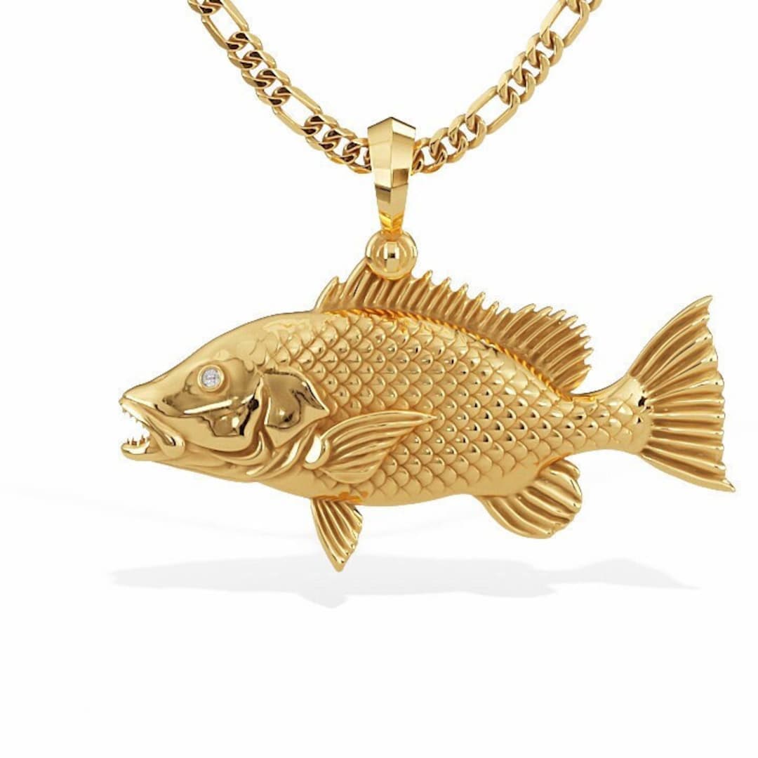 Exquisite 3D Mangrove Snapper Fish Pendant Charm With Diamond Eyes ...