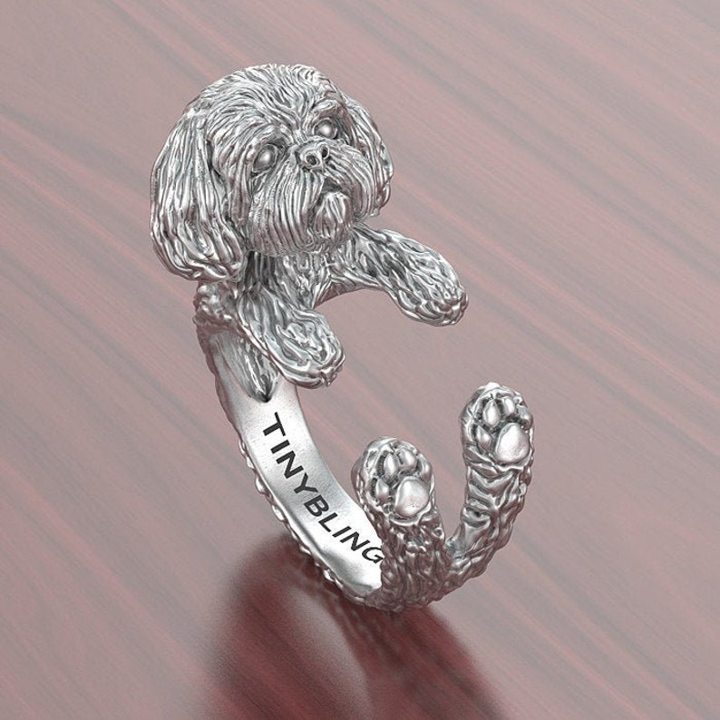 Handmade Shih Tzu Cuddle Wrap Ring Sterling Silver 14k Gold - Etsy