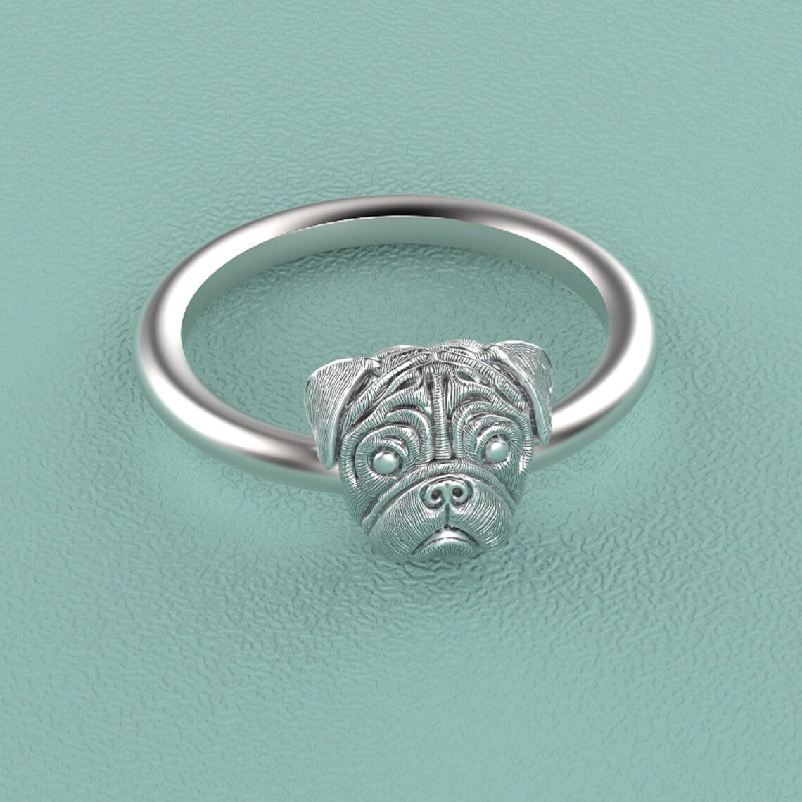 Handmade PUG Face Ring in Sterling Silver by Tinybling Jewelers - Etsy