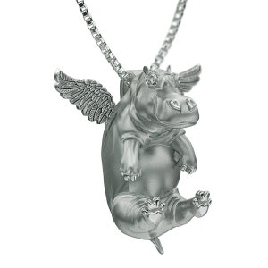 Happy Angel Hippo Diamond Necklace - Etsy