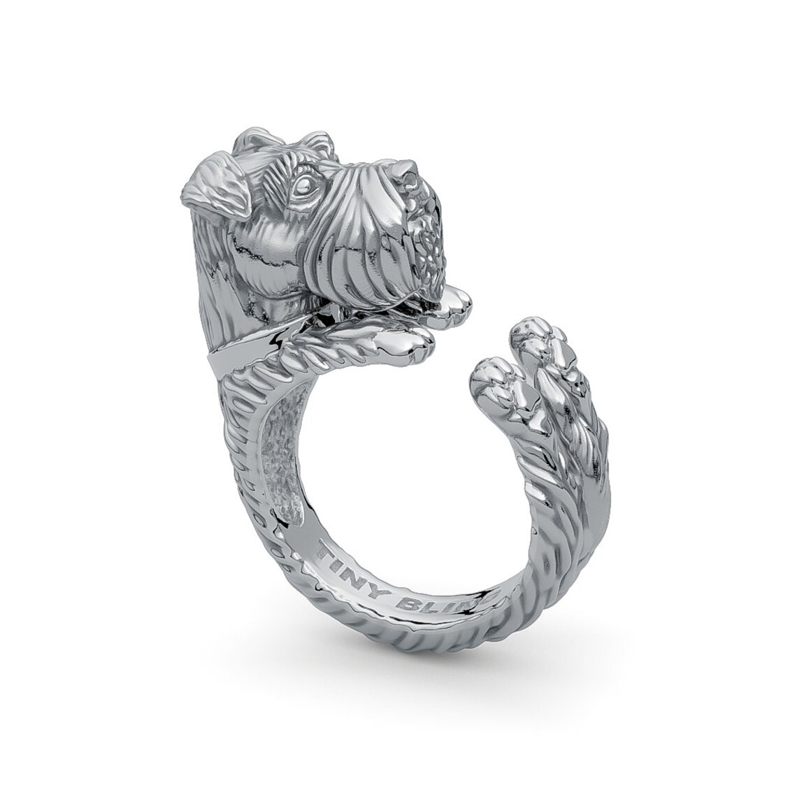 Handmade Mini Schnauzer Cuddle Wrap Ring in Sterling Silver or 14k Gold ...