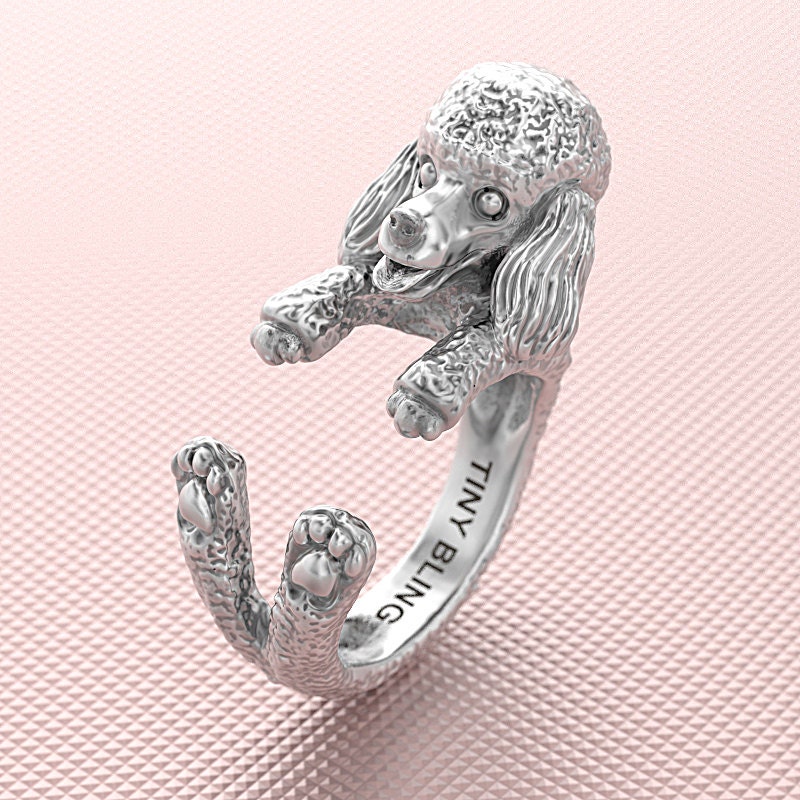 Poodle Puppy Ring in Oxidized Sterling Silver. Great for All - Etsy