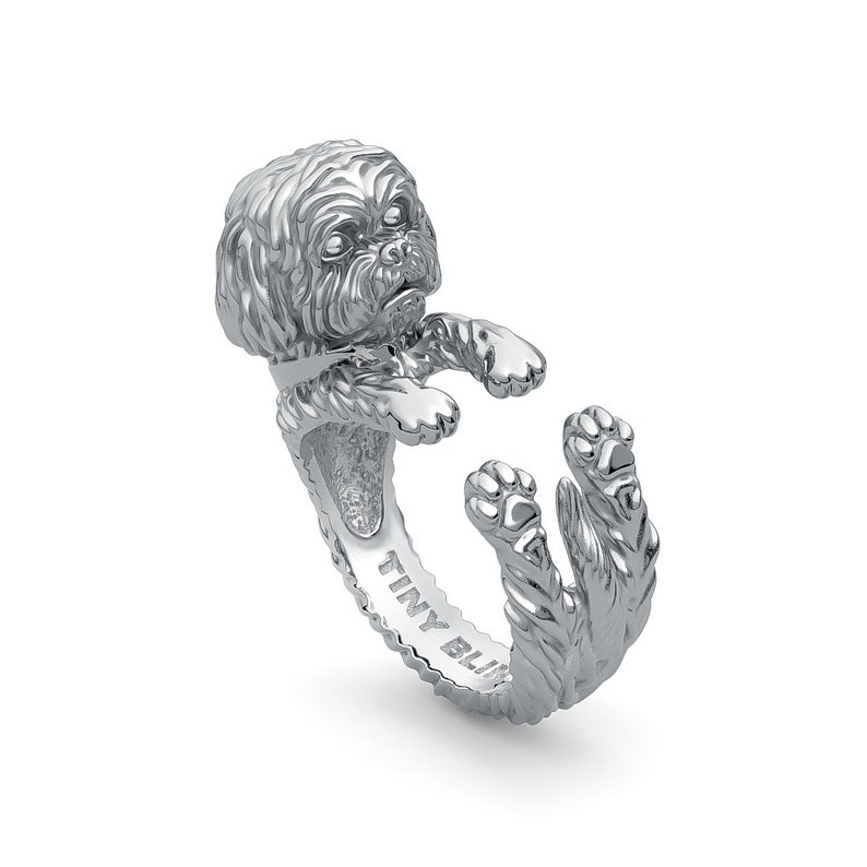 Handmade Shih Tzu (puppy Cut) Cuddle Wrap Ring in Sterling Silver or ...