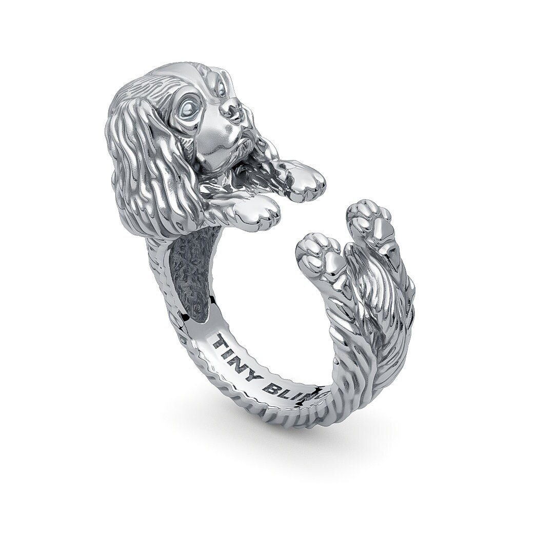 Handmade Cavalier King Charles Spaniel Cuddle Wrap Ring Sterling Silver ...