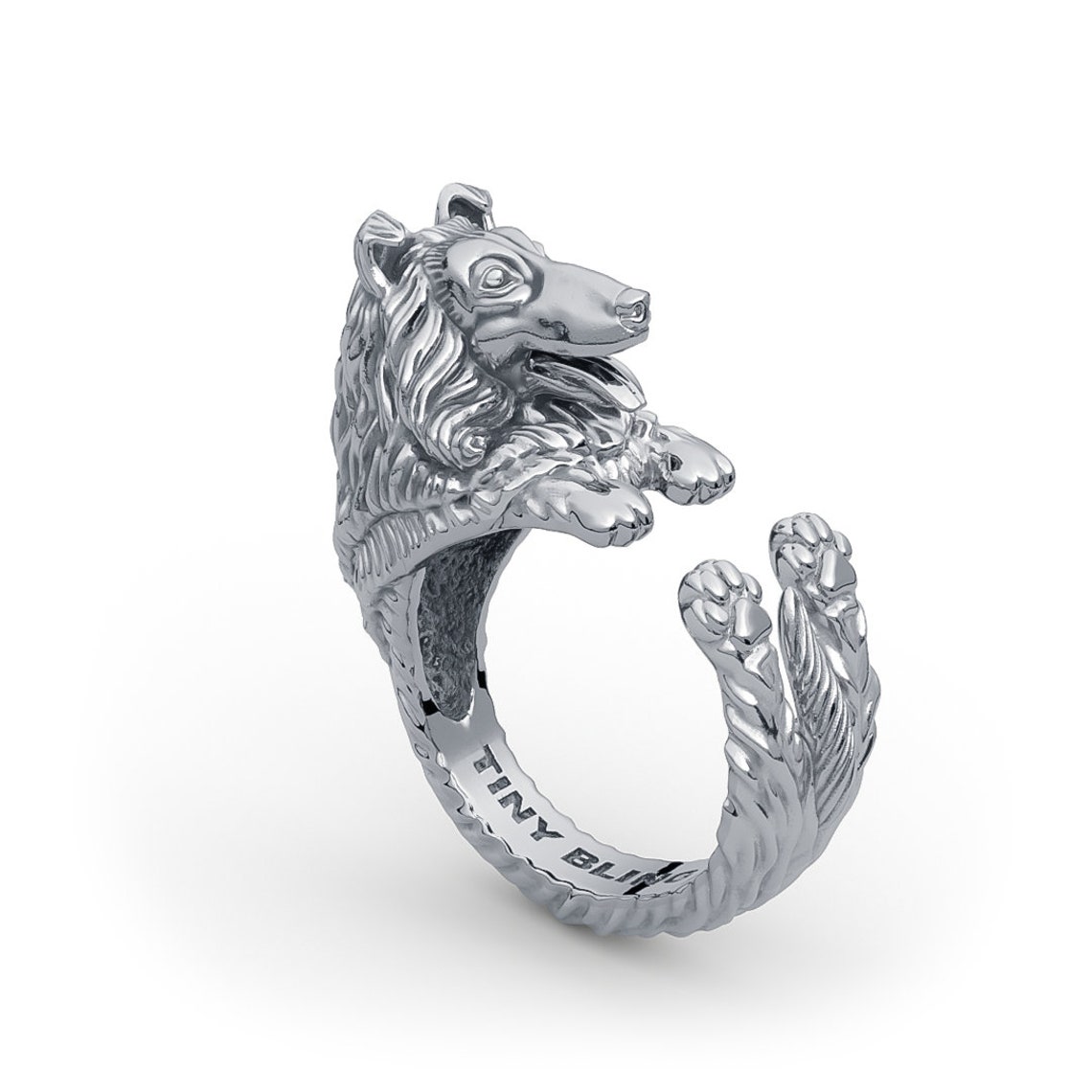 Handmade Rough Collie Cuddle Wrap Ring Sterling Silver 14k | Etsy