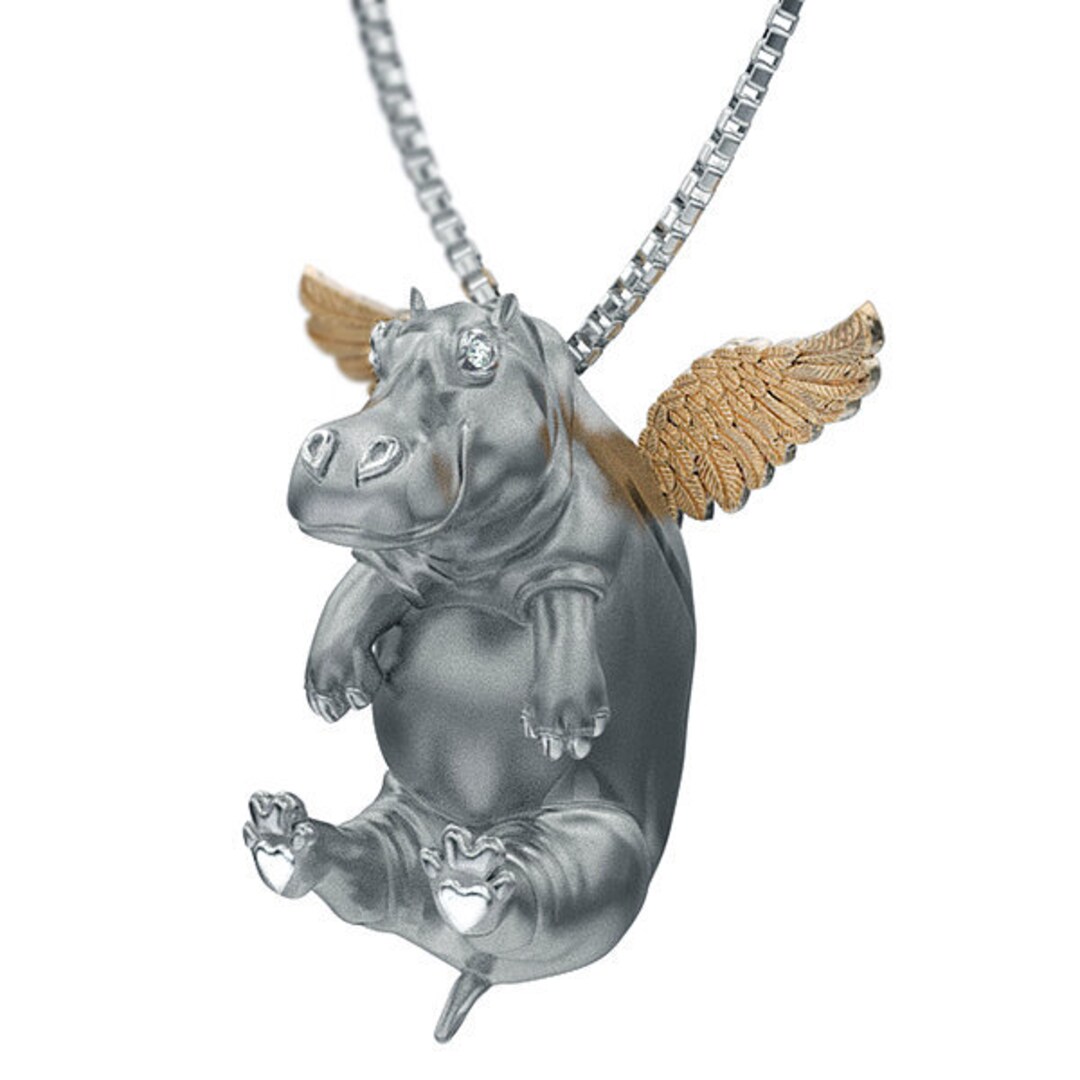 Happy Angel Hippo Diamond Necklace - Etsy