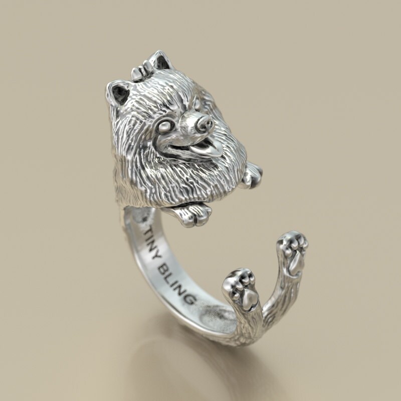 Handmade Silver Pomeranian Puppy Ring in Oxidized Sterling - Etsy