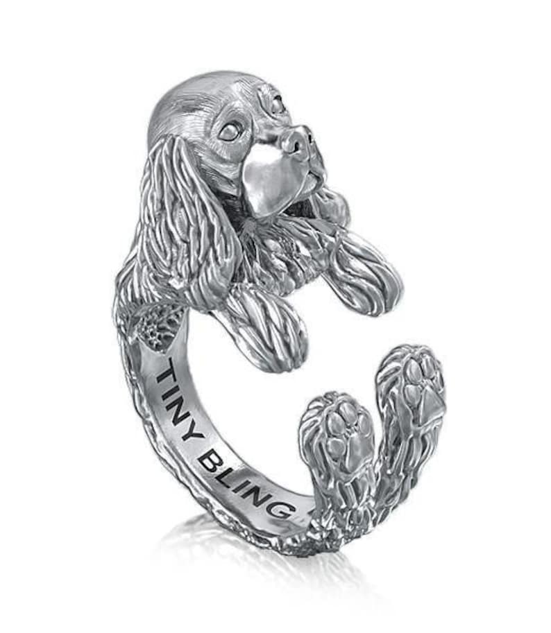 Handmade Lady Cocker Spaniel Cuddle Wrap Ring Handmade in Sterling ...