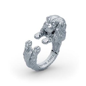 Handmade Cavalier King Charles Spaniel Cuddle Wrap Ring- Sterling ...