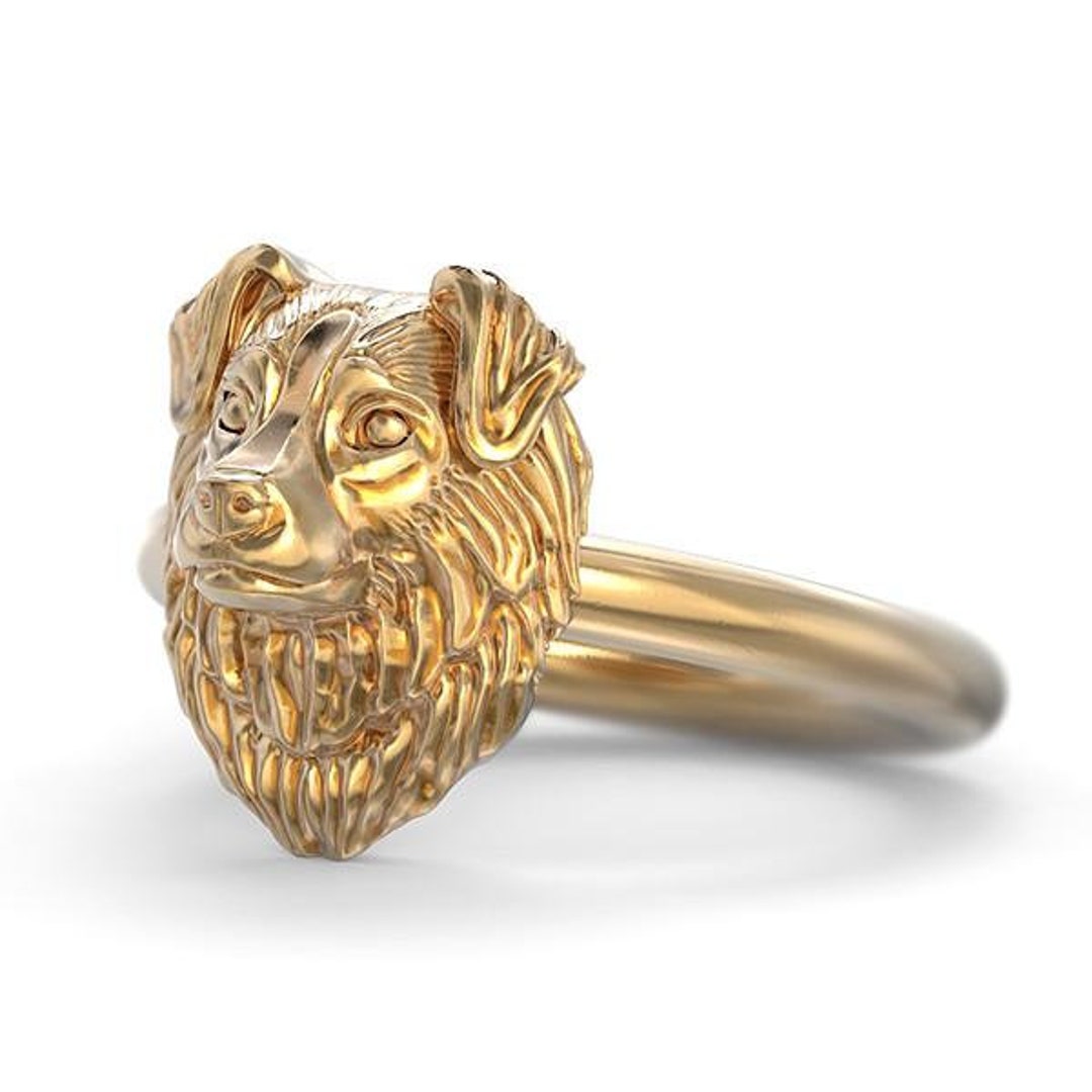 Australian Shepherd Puppy Face Ring - Etsy